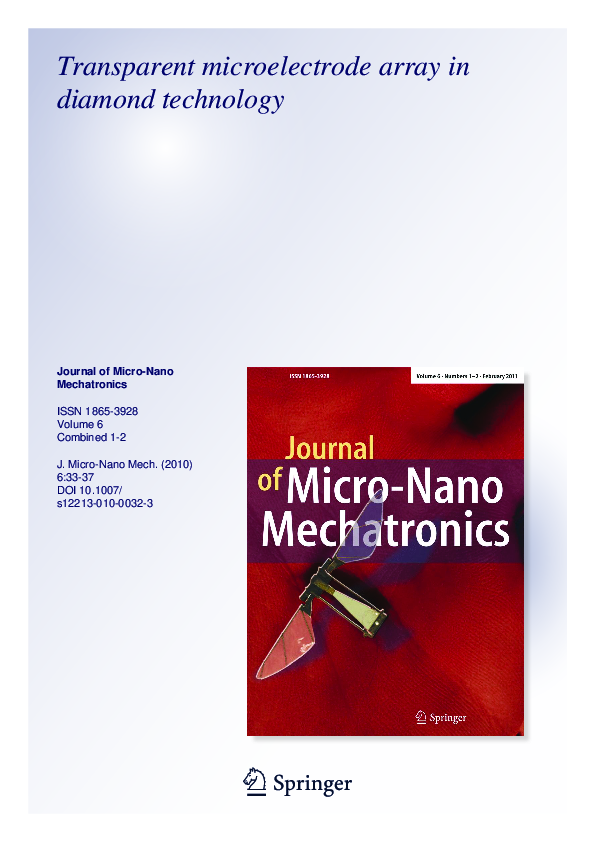 (PDF) Transparent microelectrode array in diamond technology