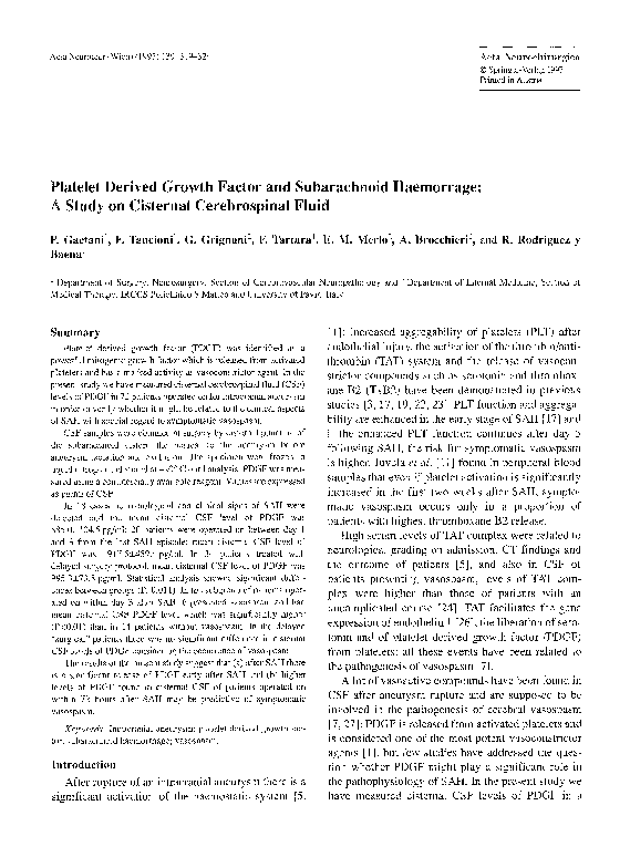 (PDF) Platelet derived growth factor and subarachnoid haemorrage: A ...