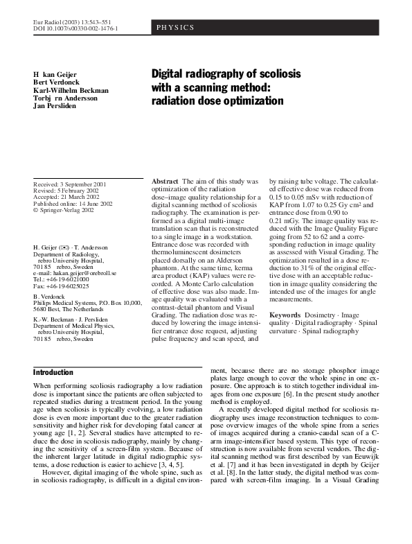 (PDF) Digital radiography of scoliosis with a scanning method ...