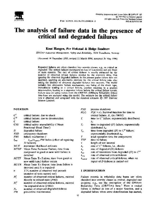 (PDF) The analysis of failure data in the presence of critical and ...