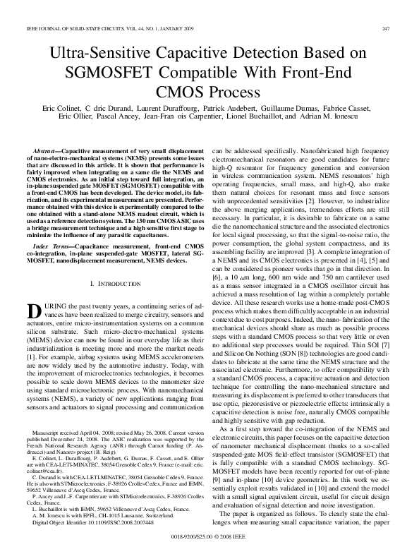 (PDF) Ultra-Sensitive Capacitive Detection Based on SGMOSFET Compatible With Front-End CMOS ...