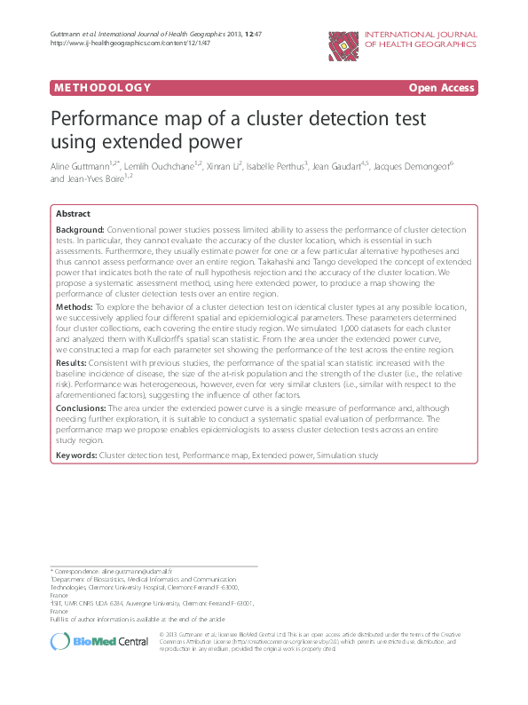 Pdf Performance Map Of A Cluster Detection Test Using Extended Power