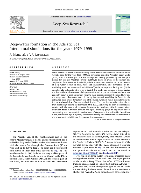 (PDF) Deep-water formation in the Adriatic Sea: Interannual simulations ...