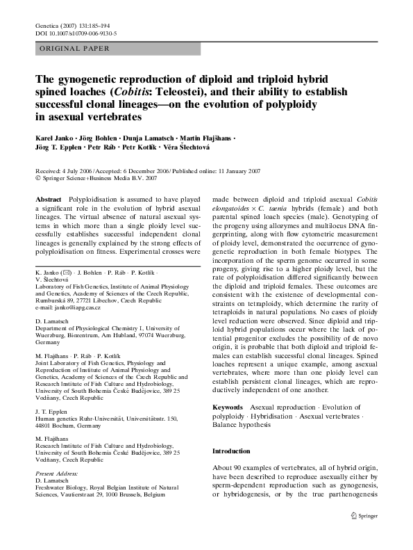 (PDF) The gynogenetic reproduction of diploid and triploid hybrid ...