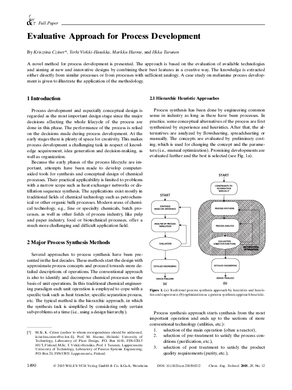 (PDF) Evaluative Approach for Process Development