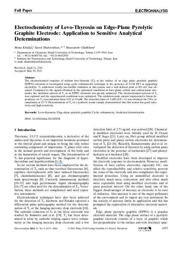 (PDF) Electrochemistry of Levo-Thyroxin on Edge-Plane Pyrolytic ...