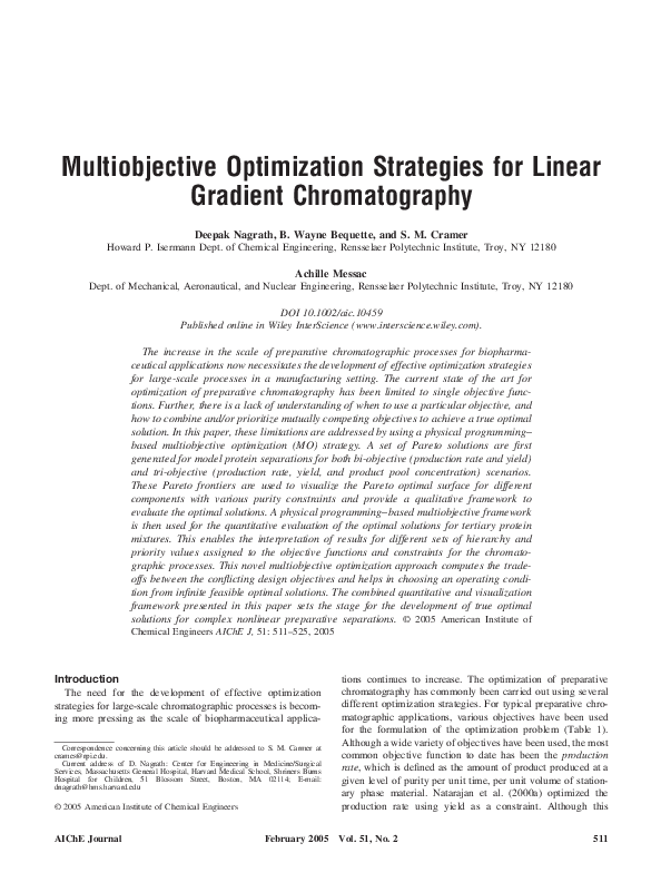 (PDF) Multiobjective optimization strategies for linear gradient chromatography