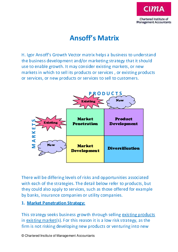 (PDF) Ansoff's Matrix