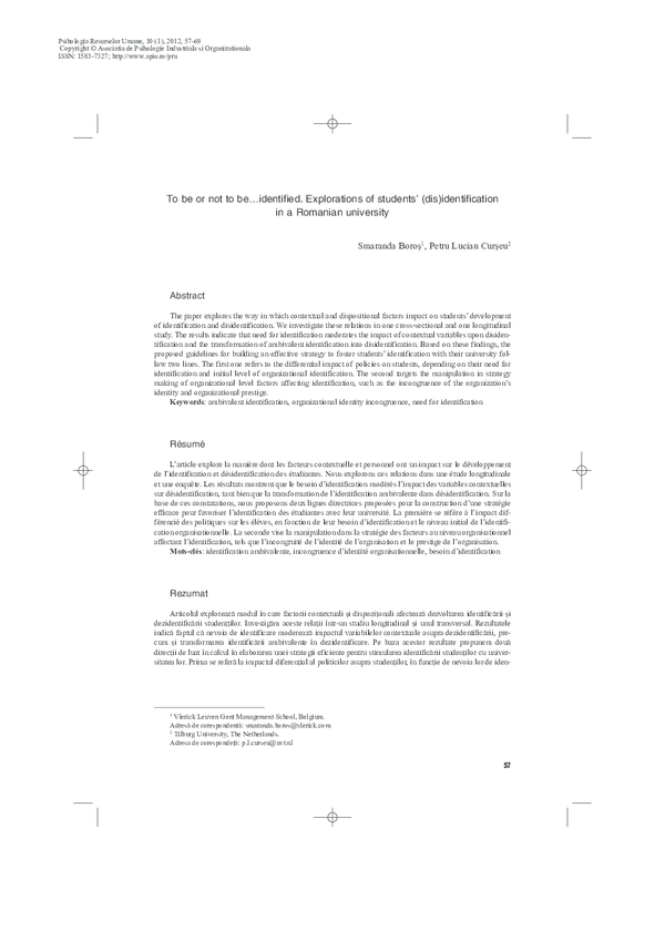 (PDF) To be or not to be…identified. Explorations of students’ (dis ...