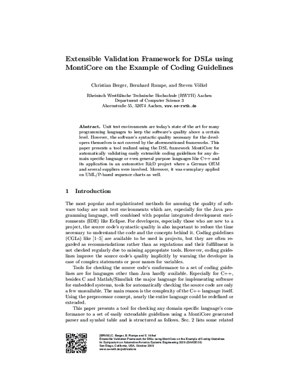 Pdf Extensible Validation Framework For Dsls Using Monticore On The