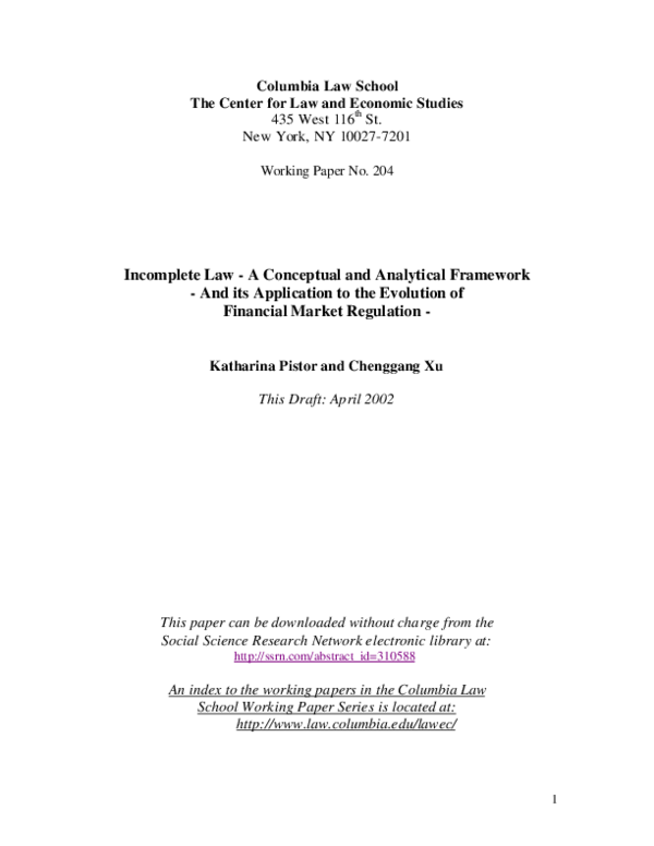 (PDF) Incomplete Law - A Conceptual and Analytical Framework and its ...
