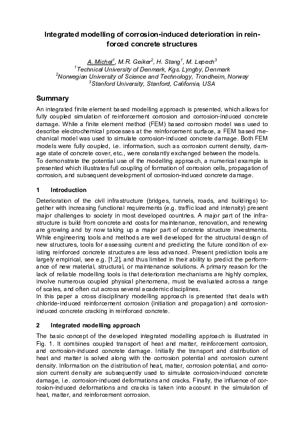 Pdf Integrated Modelling Of Corrosion Induced Deterioration In Rein
