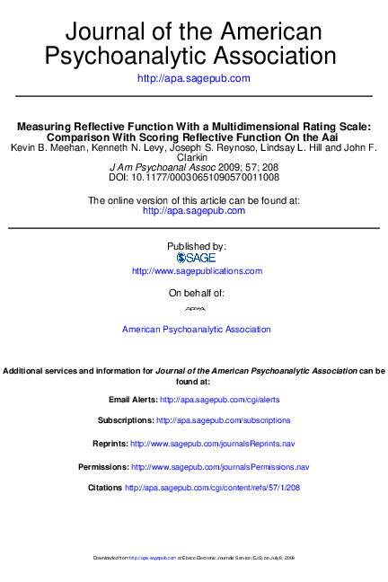 (PDF) Measuring Reflective Function With a Multidimensional Rating ...