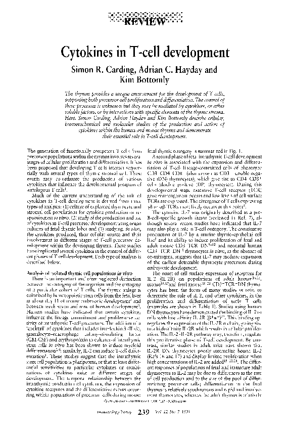 (PDF) Cytokines in T-cell development