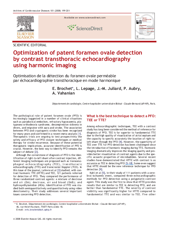 (PDF) Optimization of patent foramen ovale detection by contrast ...