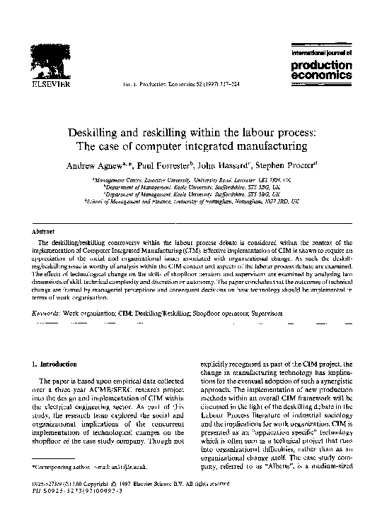 (PDF) Deskilling and reskilling within the labour process: The case of ...