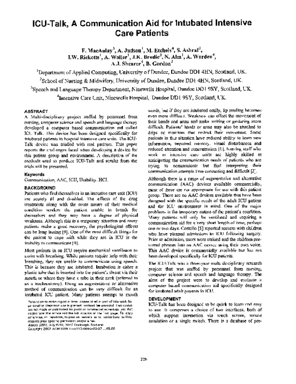 (PDF) ICU-Talk, a communication aid for intubated intensive care patients