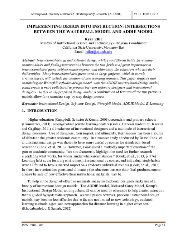 (PDF) Implementing Design Into Instruction: Intersections Between the ...