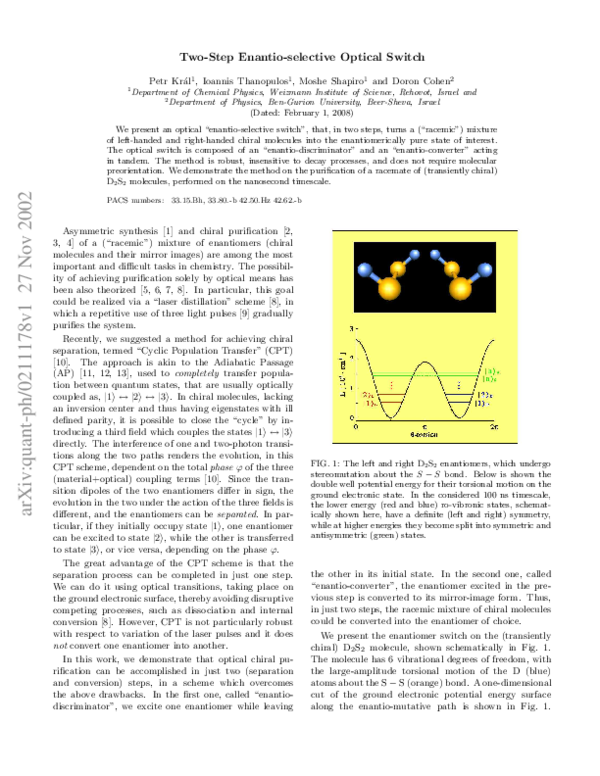 (PDF) Two-Step Enantio-Selective Optical Switch
