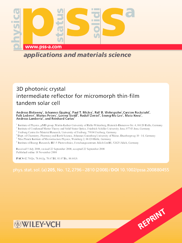 (PDF) 3D photonic crystal intermediate reflector for micromorph thin ...