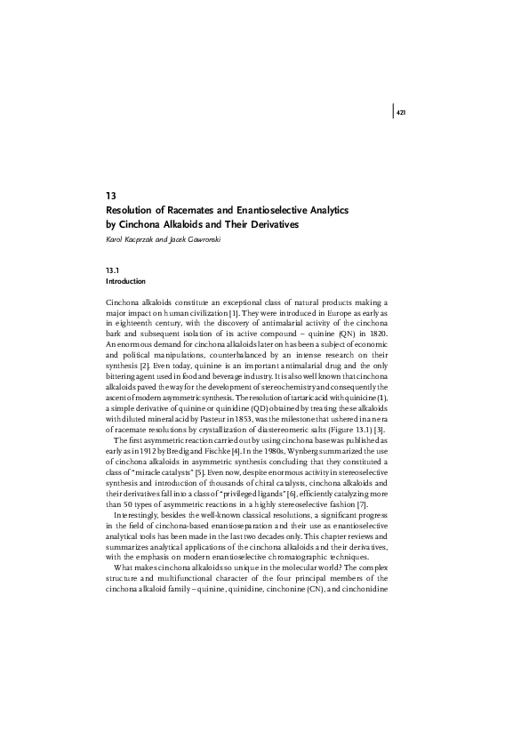 (PDF) ChemInform Abstract: Resolution of Racemates and Enantioselective ...