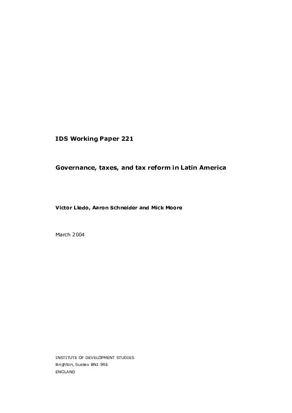 (PDF) Governance, taxes, and tax reform in Latin America