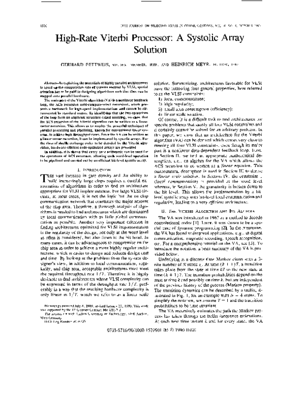 (PDF) High-rate Viterbi processor: a systolic array solution