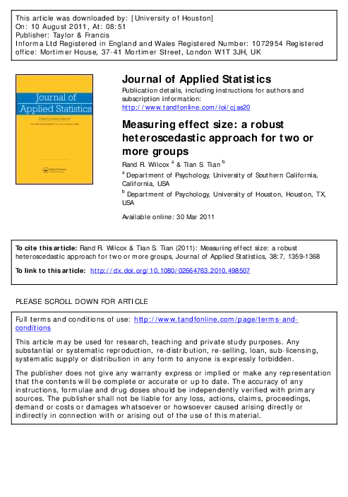 (PDF) Measuring effect size: a robust heteroscedastic approach for two ...