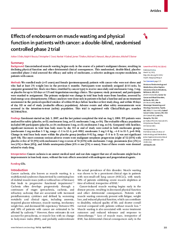 (PDF) Effects of enobosarm on muscle wasting and physical function in ...