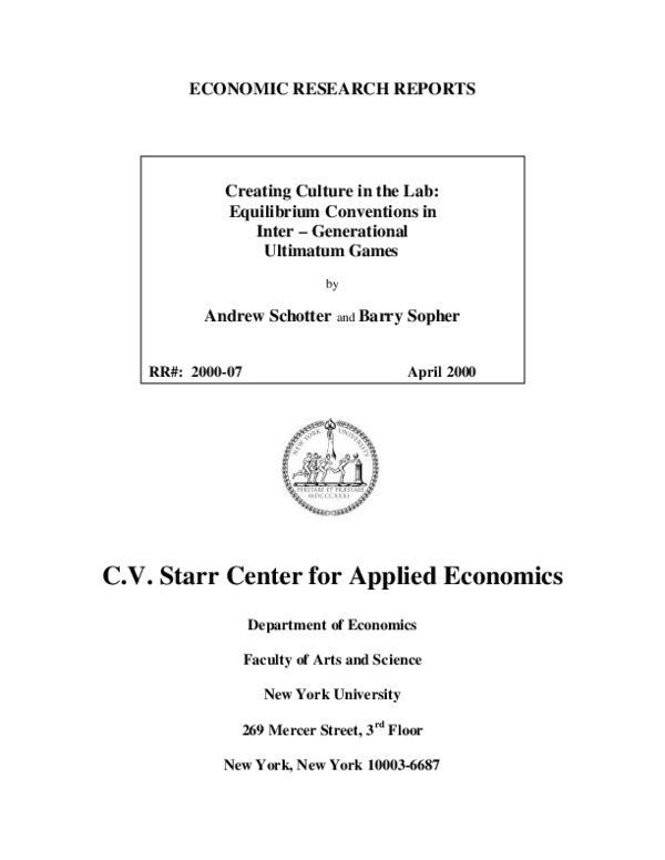 (PDF) Creating Culture in the Lab: Equilibrium Conventions in Inter ...