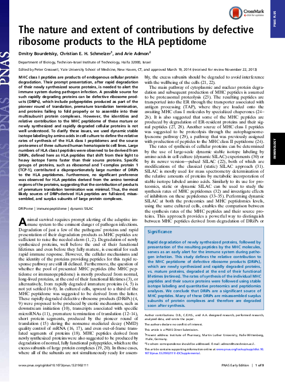 (PDF) The nature and extent of contributions by defective ribosome ...
