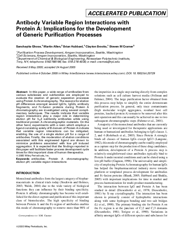 (PDF) Antibody variable region interactions with Protein A ...
