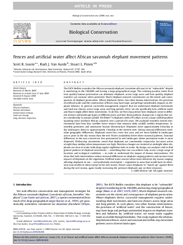 (PDF) Fences and artificial water affect African savannah elephant ...