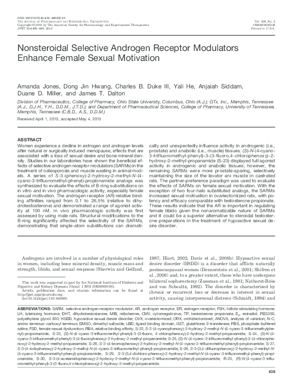 (PDF) Nonsteroidal Selective Androgen Receptor Modulators (SARMs ...