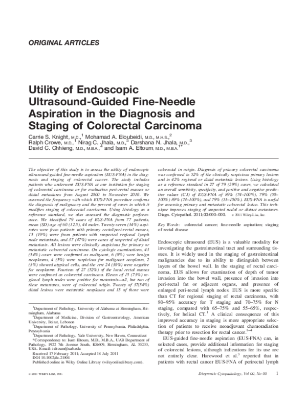 (PDF) Utility of endoscopic ultrasound-guided fine-needle aspiration in the diagnosis and ...