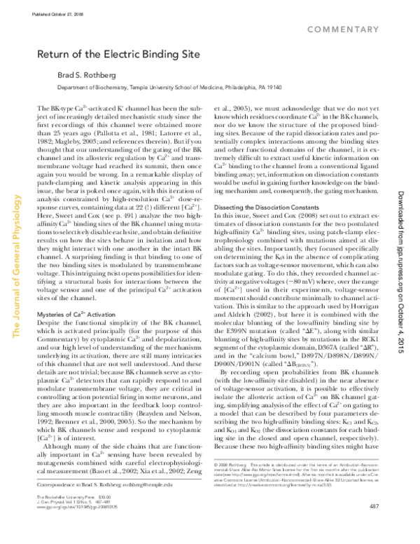 (PDF) Return of the Electric Binding Site