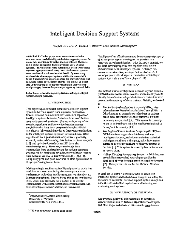 (PDF) Intelligent decision support systems
