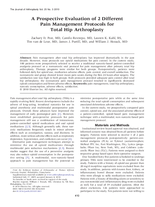 (PDF) A Prospective Evaluation of 2 Different Pain Management Protocols ...