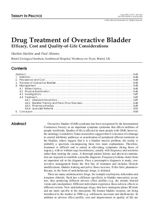 (PDF) Drug Treatment of Overactive Bladder