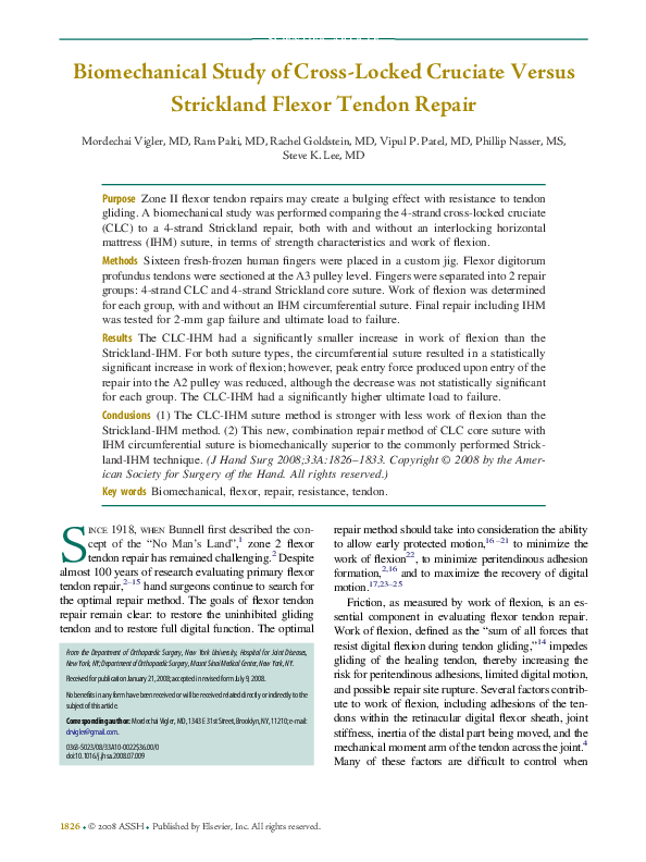 (PDF) Biomechanical Study of Cross-Locked Cruciate Versus Strickland ...