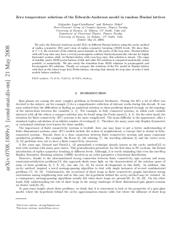 (PDF) Zero temperature solutions of the Edwards-Anderson model in ...