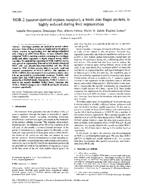 (PDF) NOR-2 (neuron-derived orphan receptor), a brain zinc finger ...