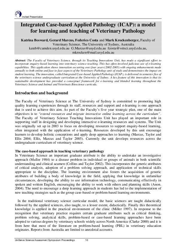 (PDF) Integrated Case-based Applied Pathology (ICAP): a model for ...