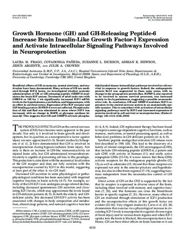 (PDF) Growth Hormone (GH) and GH-Releasing Peptide-6 Increase Brain ...