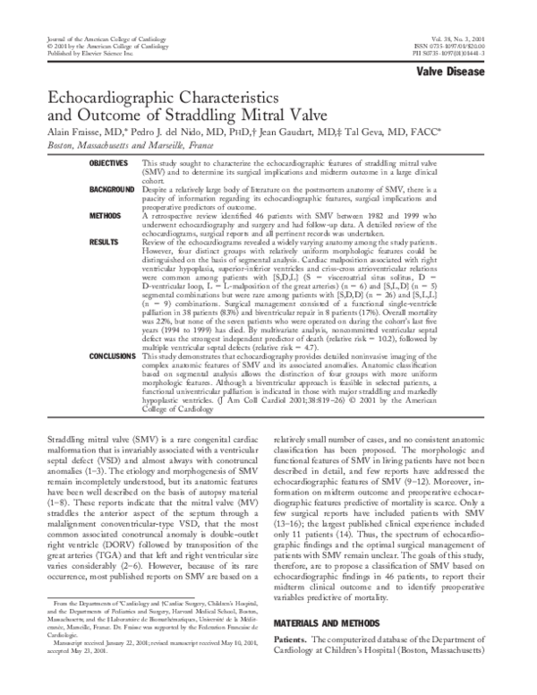 (PDF) Echocardiographic characteristics and outcome of straddling ...