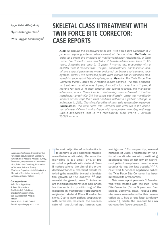 (PDF) Skeletal Class II treatment with Twin Force Bite Corrector: case ...