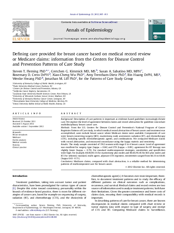 (PDF) Defining care provided for breast cancer based on medical record ...
