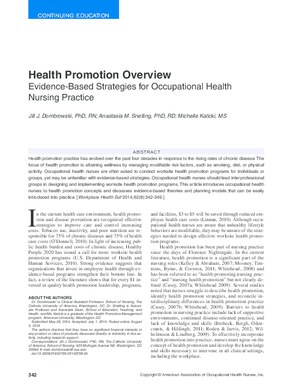 (PDF) Health promotion overview: evidence-based strategies for ...