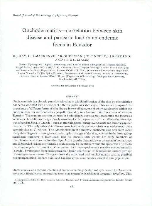 (PDF) Onchodermatitis—correlation between skin disease and parasitic ...