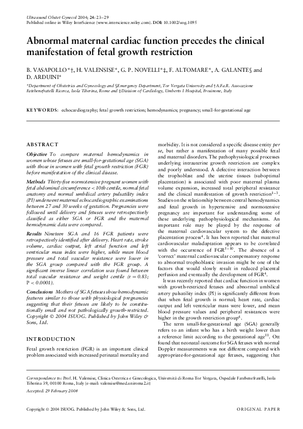 (PDF) Abnormal maternal cardiac function precedes the clinical ...